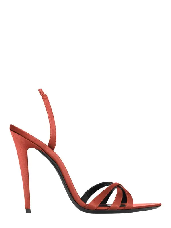 Saint Laurent Satin Kate 110 Sandals - Red
