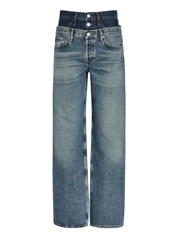 AGOLDE Elson Layered Straight-leg Jeans - Dark Blue
