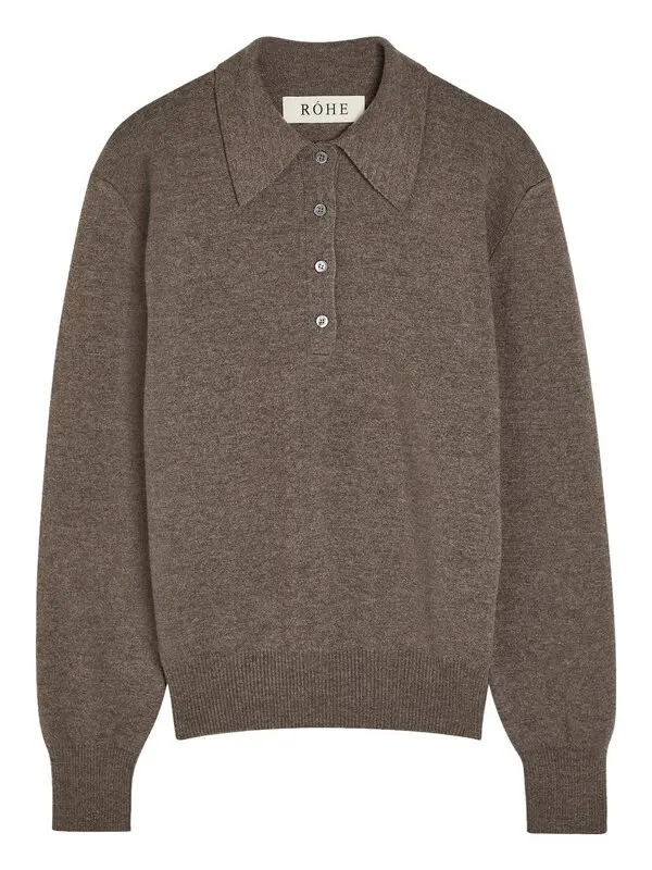 RÓHE Compact Wool And Cashmere-blend Polo Top - Grey