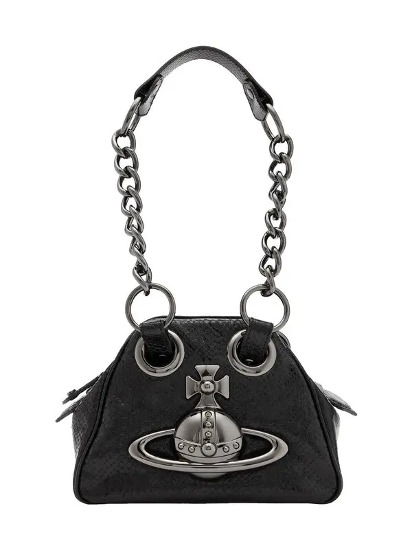 VIVIENNE WESTWOOD Archive Chain Python-effect Leather Shoulder Bag - Black