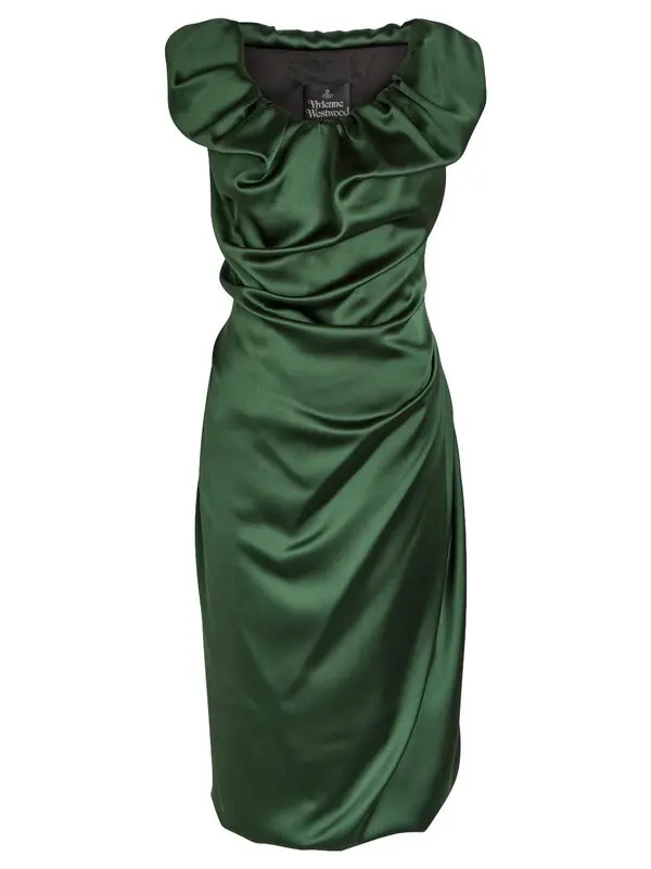VIVIENNE WESTWOOD Ginnie Amber Draped Satin Midi Dress - Green