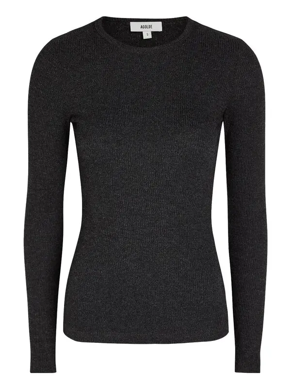 AGOLDE Delphi Long Sleeve Knit Top - Black