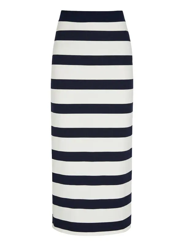Max Mara Striped Knit Midi Skirt - Blue