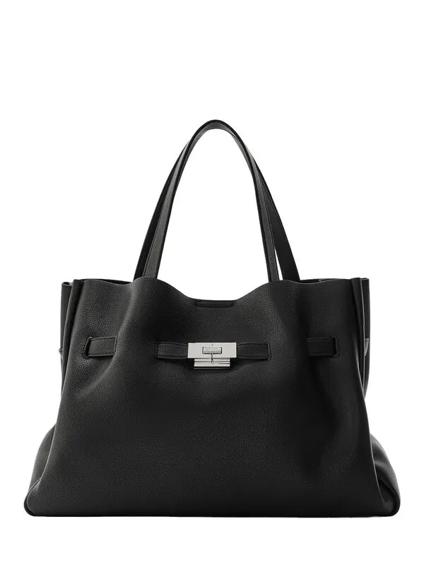 Dkny Bryar Large Grained Leather Satchel - Black