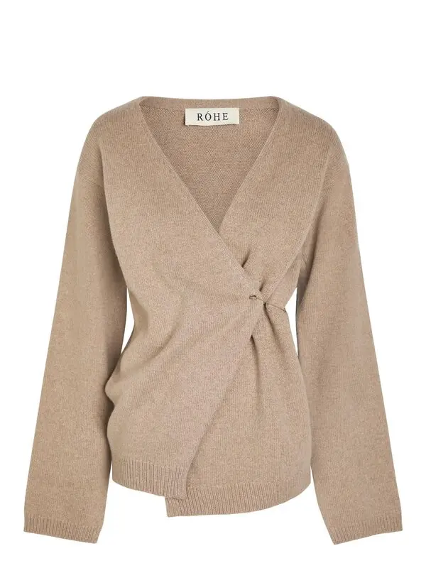 RÓHE Wool And Cashmere-blend Wrap Cardigan - Taupe