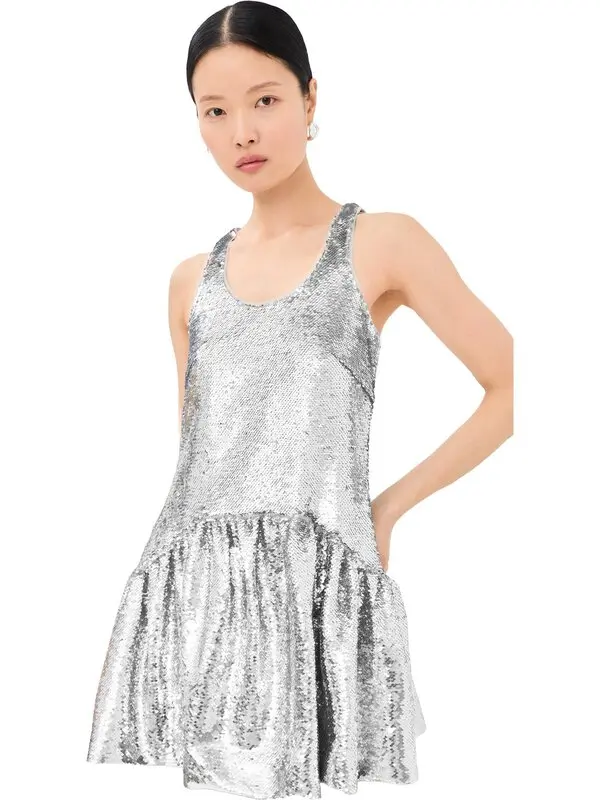 Simone Rocha Sequin Peplum Mini Dress - Silver