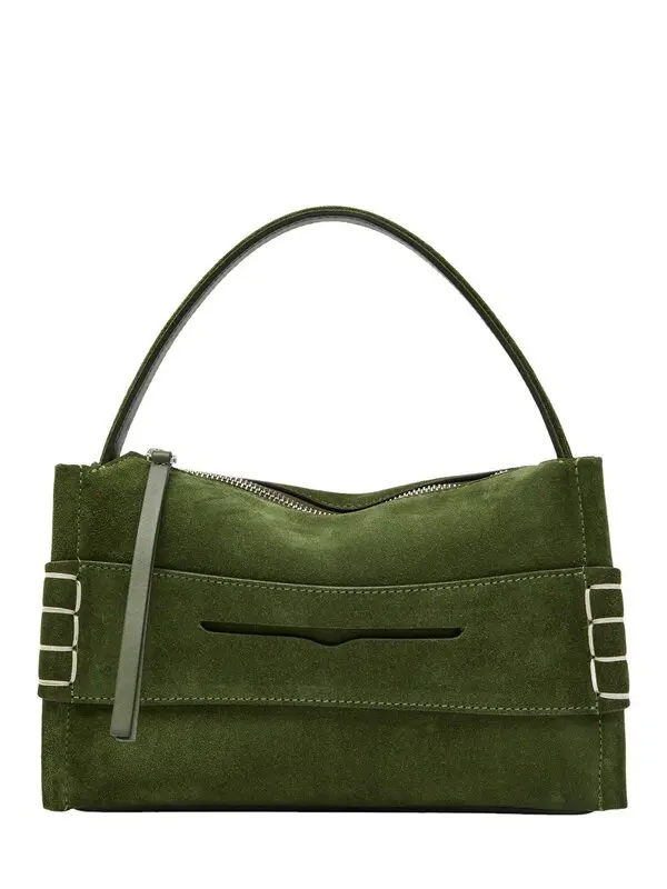 JW Anderson Loafer Small Suede Top Handle Bag - Khaki