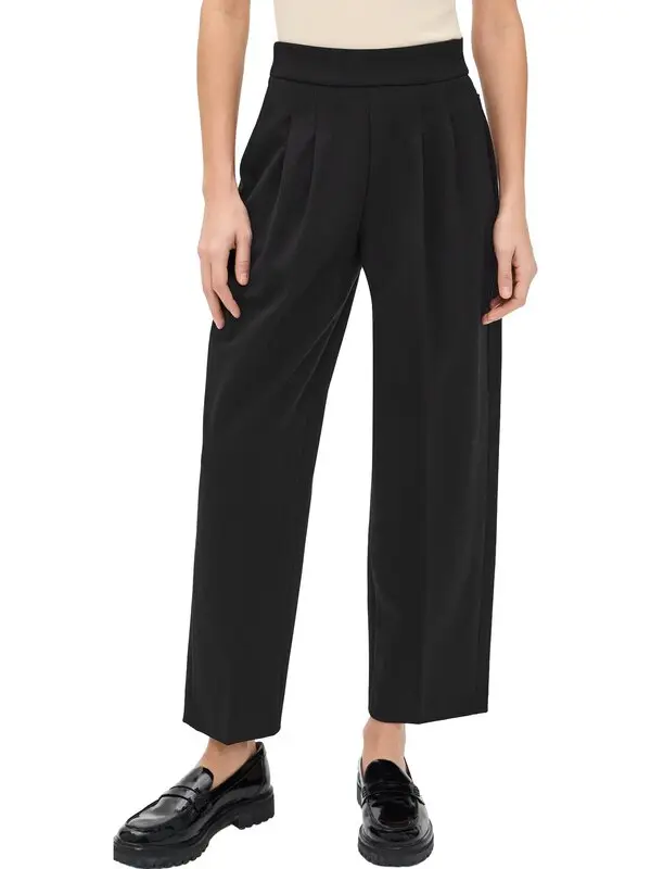 Spanx Ponte Pleated Ankle Trousers - Classic Black