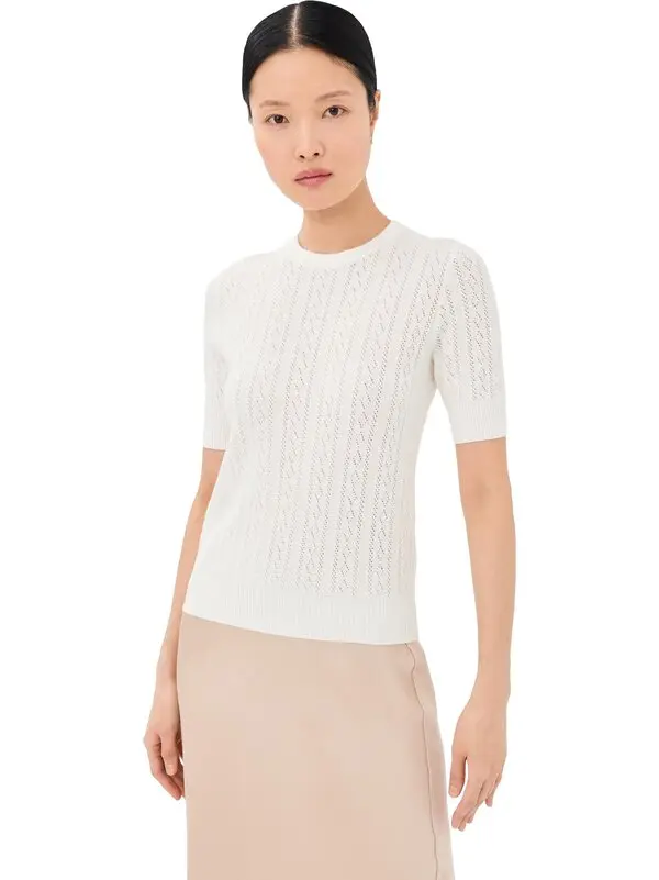 LISA YANG Nika Short Sleeve Sweater - Salt