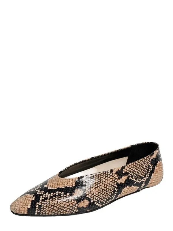 AeydĒ Betty Snake-print Leather Flats - Hazelnut