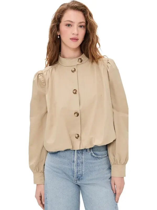 Line & Dot Hemlock Gathered Trench Jacket - Beige