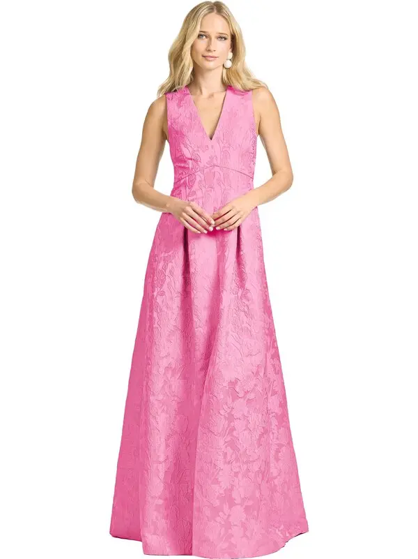 Sachin & Babi Brooklynne Floral Cloque Gown - Rose Pink