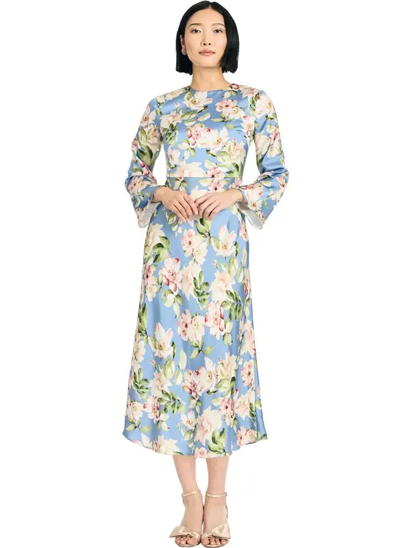 Sachin & Babi Tyra Printed Satin Crepe Midi Dress - Twilight Camellia