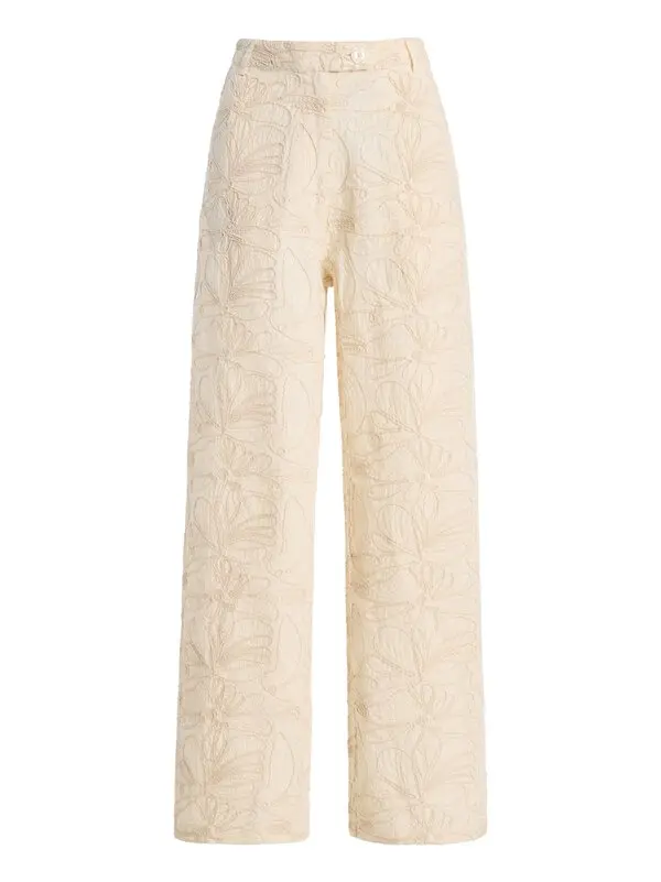 ALL THAT REMAINS Rachel Embroidered Cotton Pants - Ivory