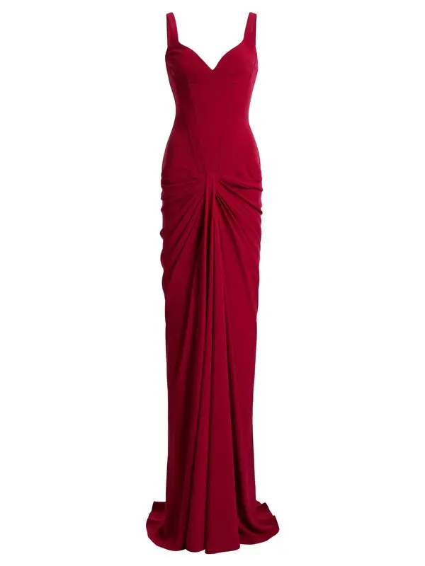 Zuhair Murad Heavy Cady Draped Long Dress - Red