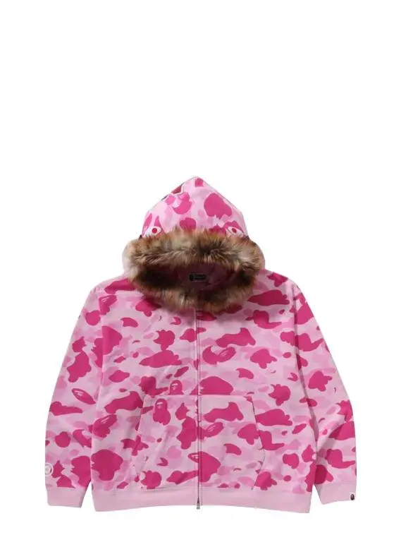 A BATHING APE X Cactus Jack X Don Toliver Faux Fur Shark Zip Hoodie - Pink