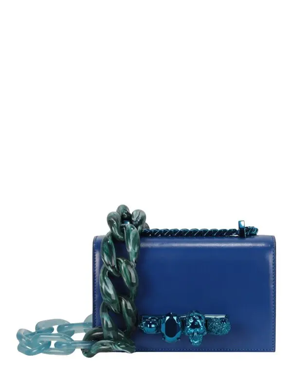 Alexander McQueen Mini Jeweled Knuckle Shoulder Bag - Royal Blue