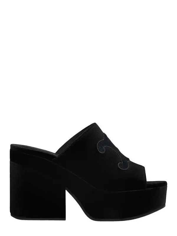 Celine Elena Velvet Mules - Black