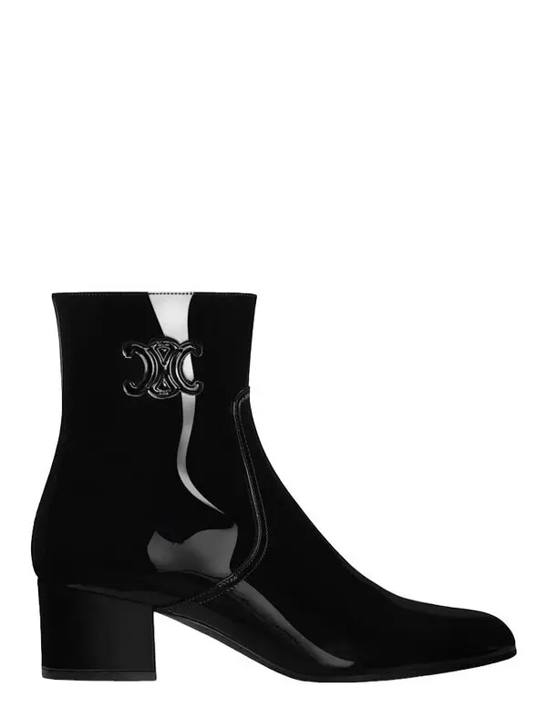 Celine Les Bottes Triomphe Zipped Boot Patent - Black