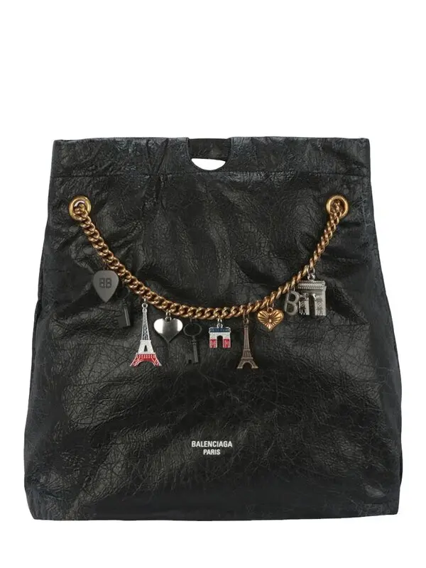Balenciaga Crush Leather Medium Tote - Black