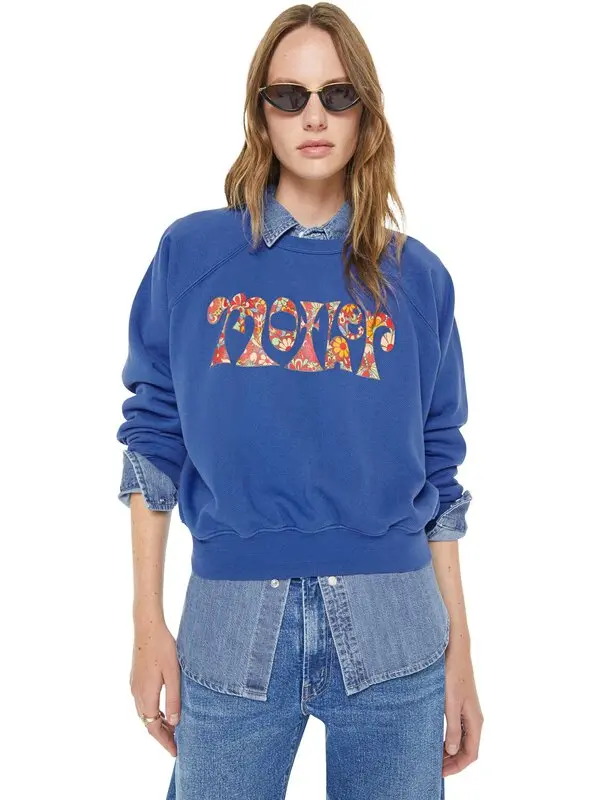 MOTHER The Concert Petal Power Raglan Sweatshirt - Blue