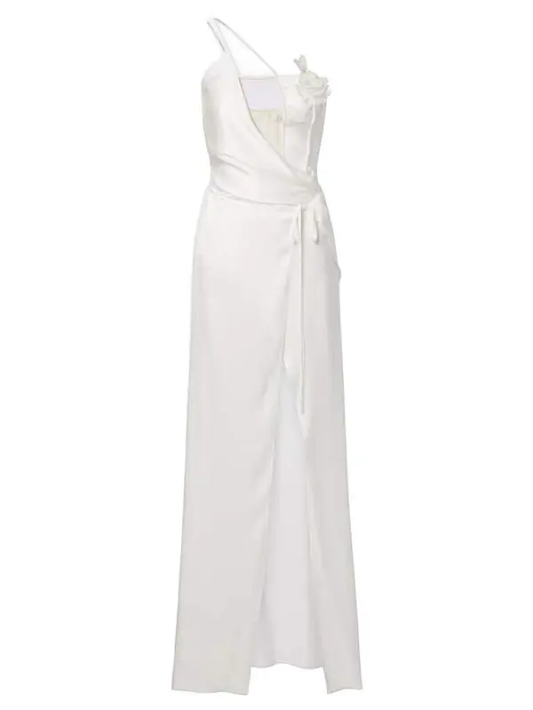 David Koma Floral-appliqué Gown - White