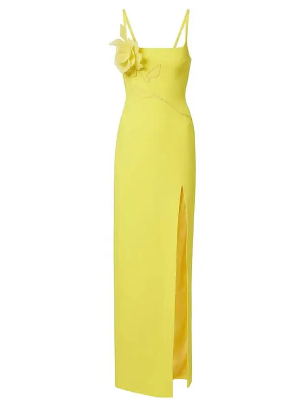 David Koma Floral-appliqué Gown - Yellow
