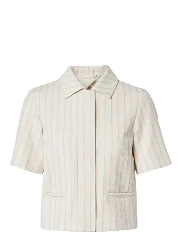 Max Mara Striped Cotton Jacket - White