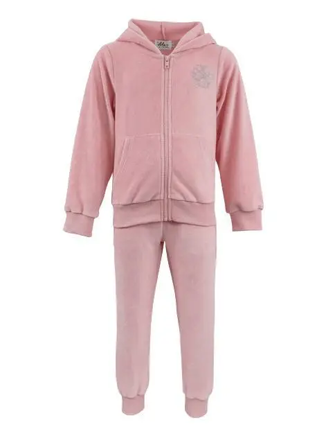 LOLA + THE BOYS Crown Velour Set - Pink