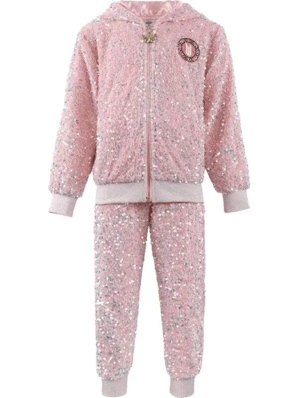 LOLA + THE BOYS Sequin Two-piece Tracksuit - Pink
