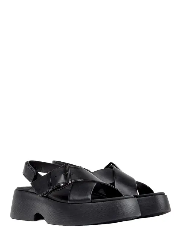 Camper Tasha X-strap Platform Sandal - Black