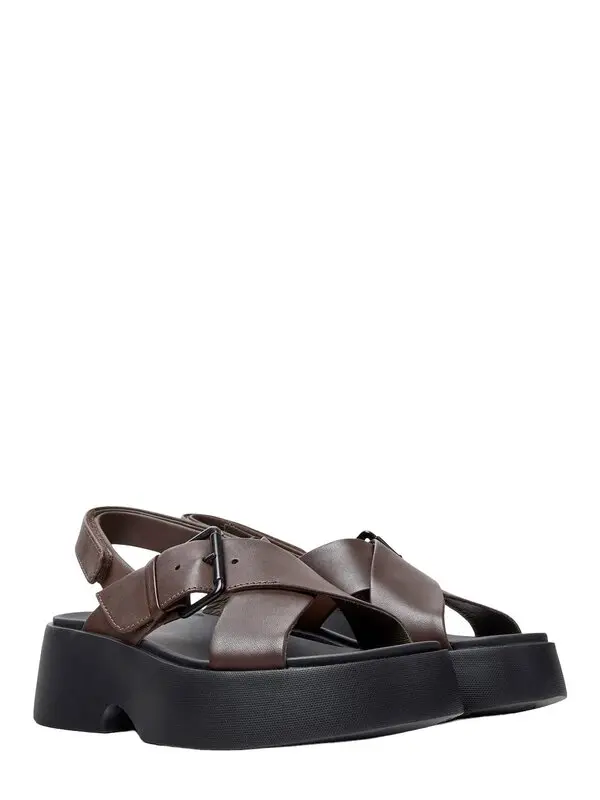 Camper Tasha X-strap Platform Sandal - Medium Brown