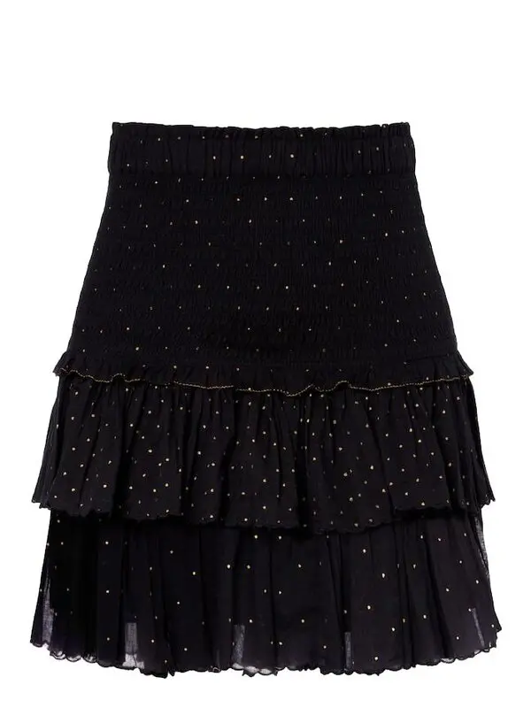 MARANT ETOILE Polka-dot Embroidered Cotton Miniskirt - Black