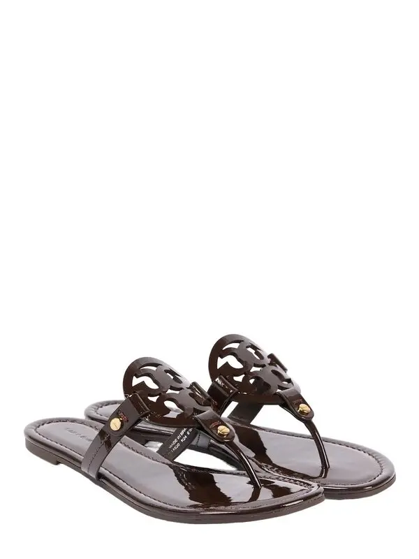 Tory Burch Miller Patent Leather Thong Sandals - Brown