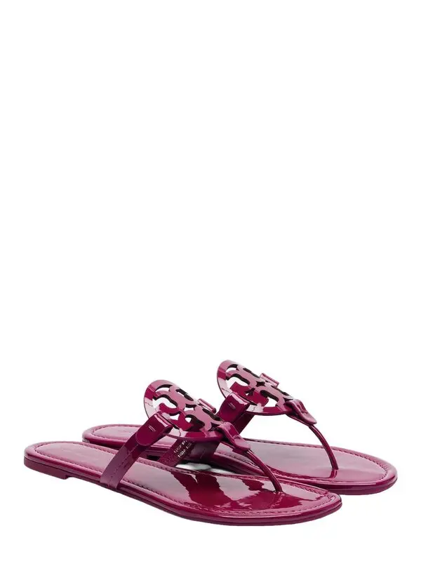 Tory Burch Miller Patent Leather Thong Sandals - Burgundy