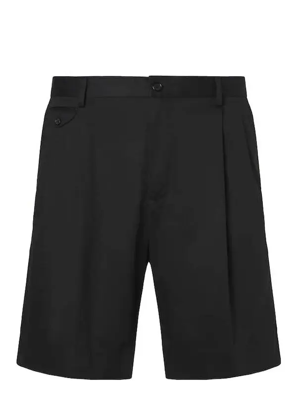 Dolce & Gabbana Pleated Cotton-blend Bermuda Shorts - Black