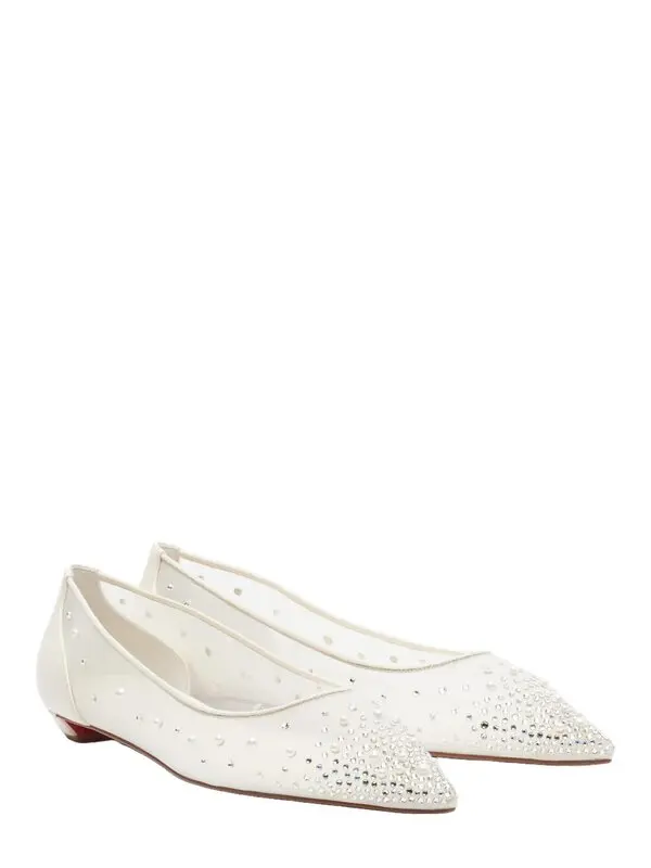 CHRISTIAN LOUBOUTIN Miss Z Degrastrassina Perla Mesh Flats - White