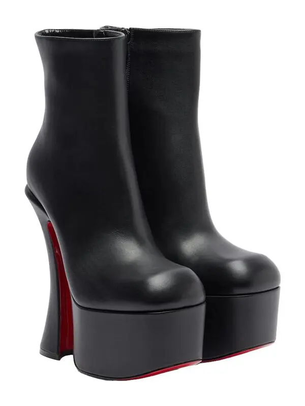 CHRISTIAN LOUBOUTIN Aquabootie 160 Leather Platform Ankle Boots - Black
