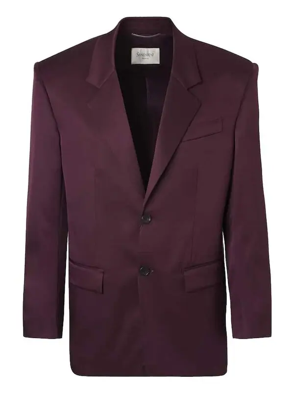 Saint Laurent Tailored Silk Satin Jacket - Purple