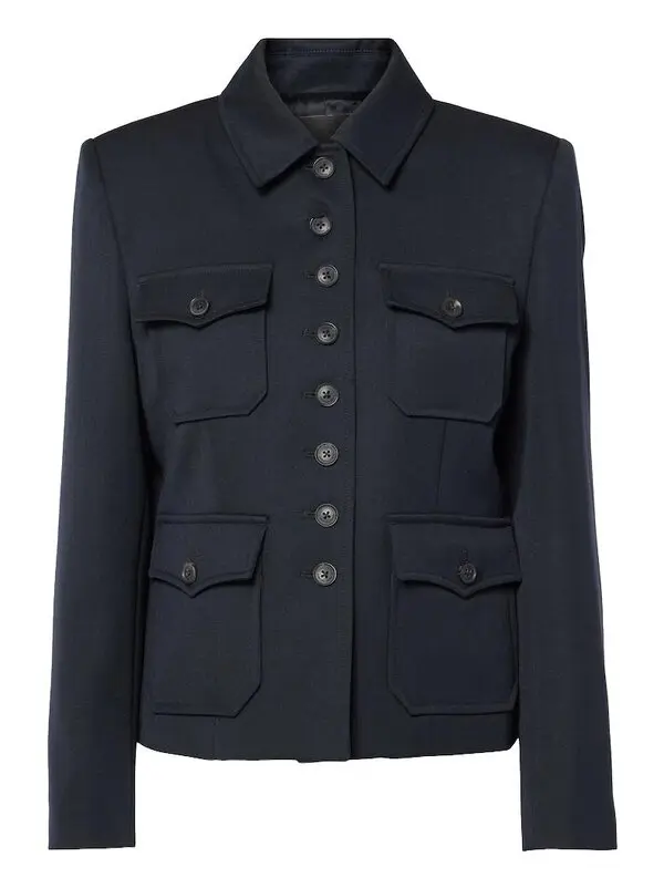 NILI LOTAN Jamison Virgin Wool Jacket - Blue
