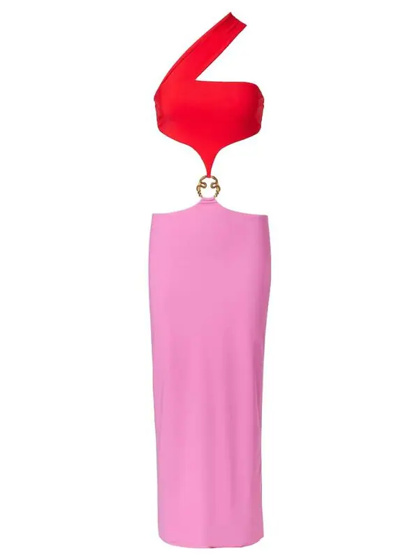 Roberto Cavalli Cutout One-shoulder Midi Dress - Pink