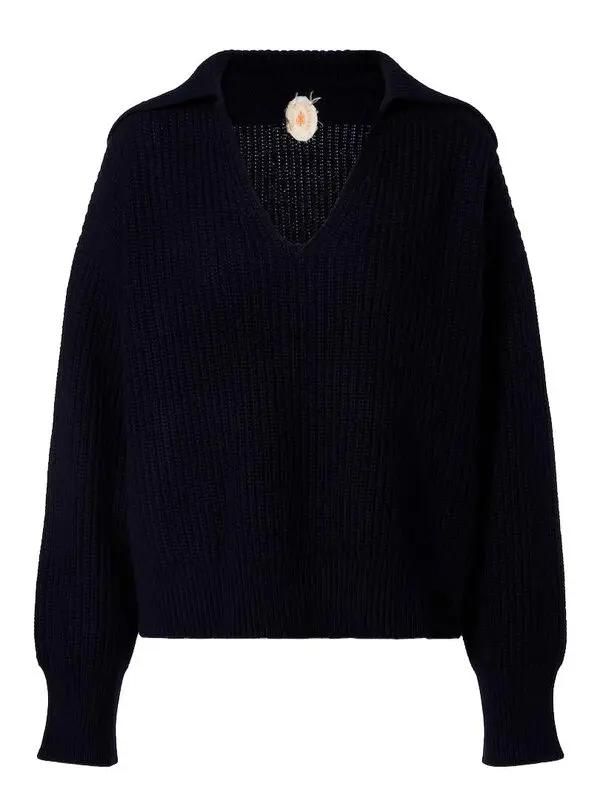 Jardin Des Orangers V-neck Cotton And Cashmere Sweater - Blue