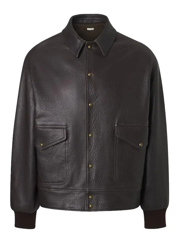 A.PRESSE A-1 Leather Blouson Jacket - Brown