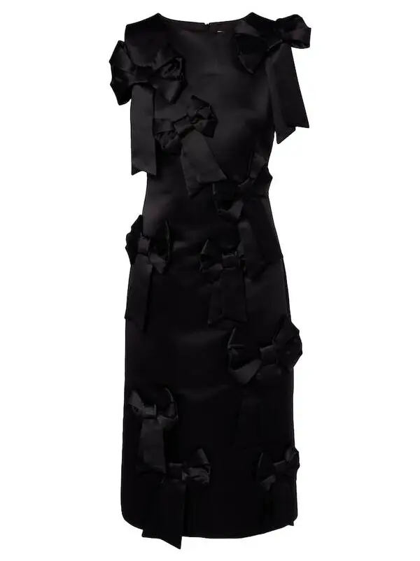 GANNI Bow-detail Satin Cocktail Dress - Black