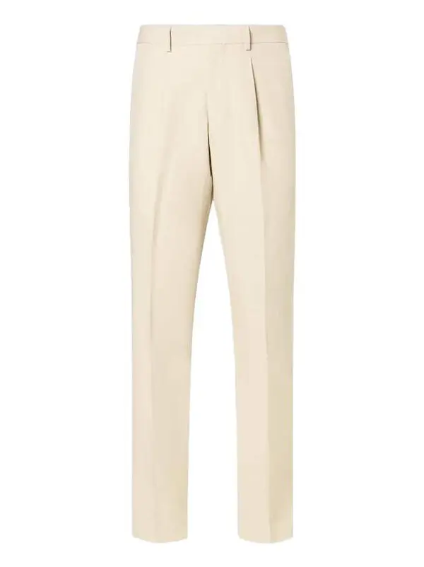 LARDINI Linen-blend Straight Leg Trousers - Beige