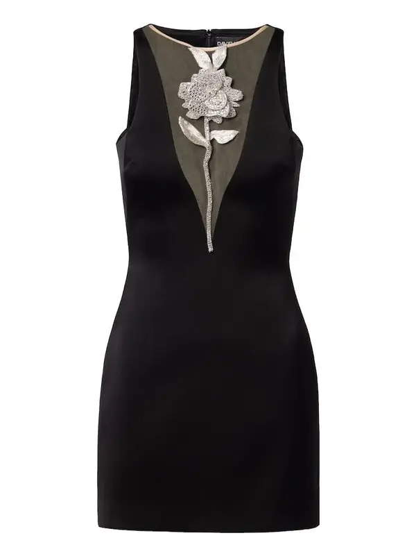 David Koma Embellished Floral Mini Dress - Black