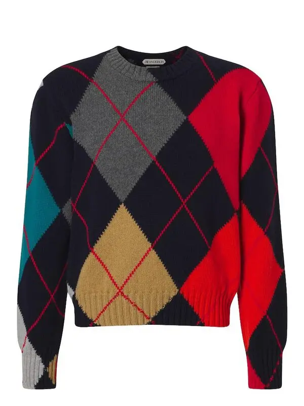 JW Anderson Argyle Wool Sweater - Blue