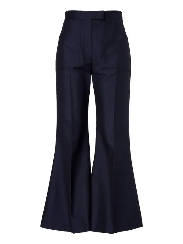 Valentino Garavani Wool And Mohair Flared Trousers - Blue