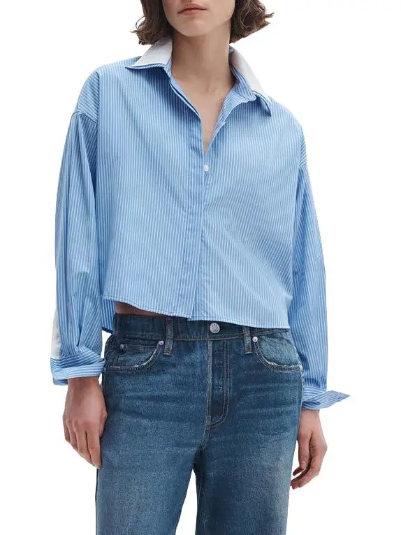 Rag & Bone Striped Cotton Button-up Shirt - Blue Stripe