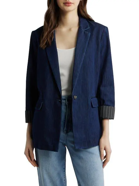Rag & Bone Jennie One-button Denim Blazer - Indigo